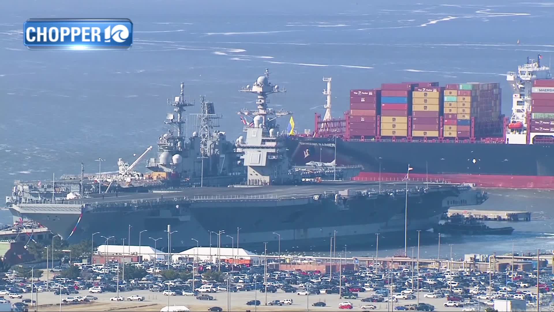 Chopper 10 captures USS Gerald R. Ford returning home after deployment ...
