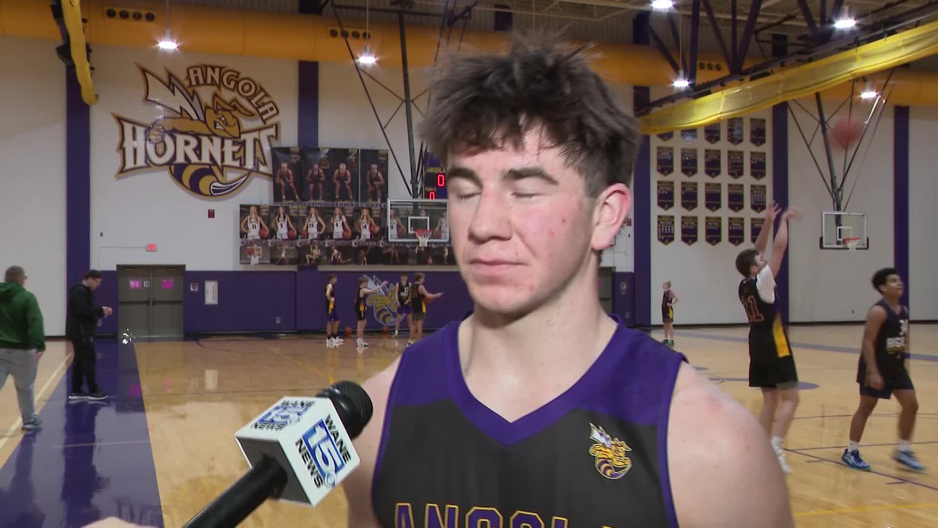 Landon Leach full interview at Angola Hornets basketball practice on 2 ...