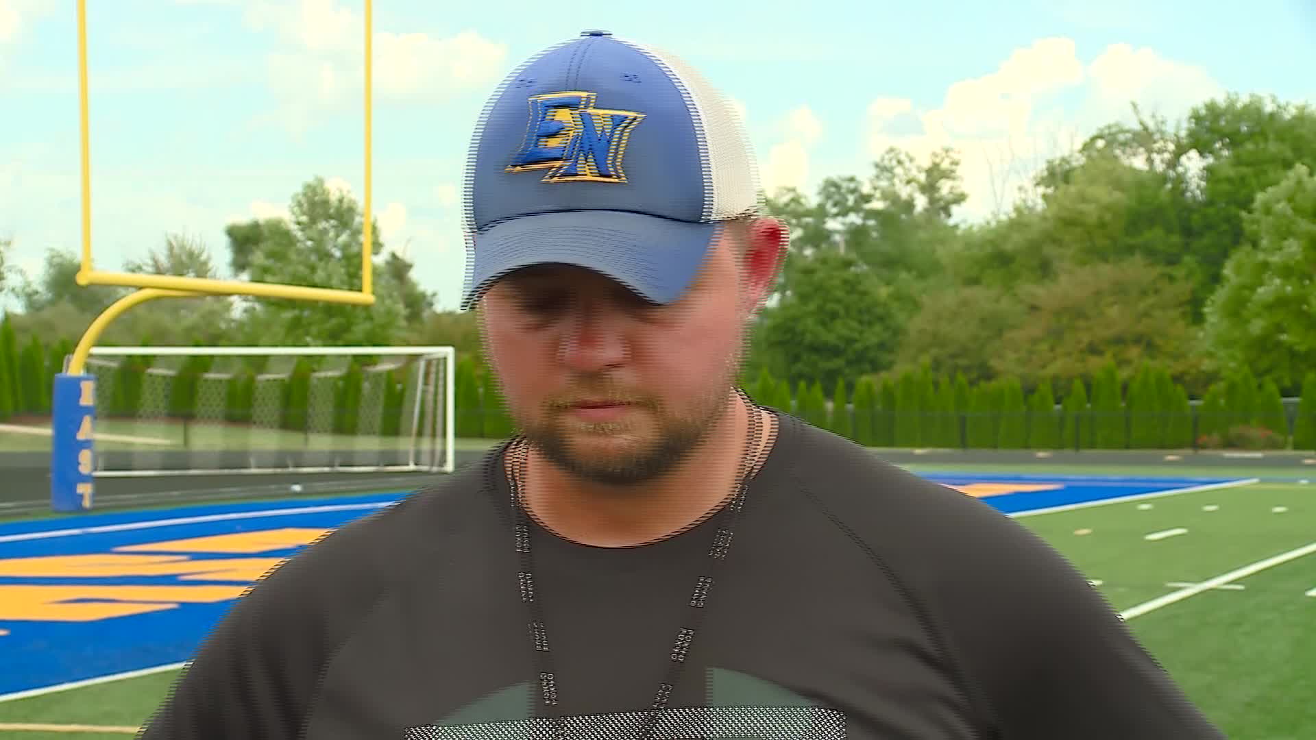 East Noble head football coach Alex Stewart practice interview 8/12 ...