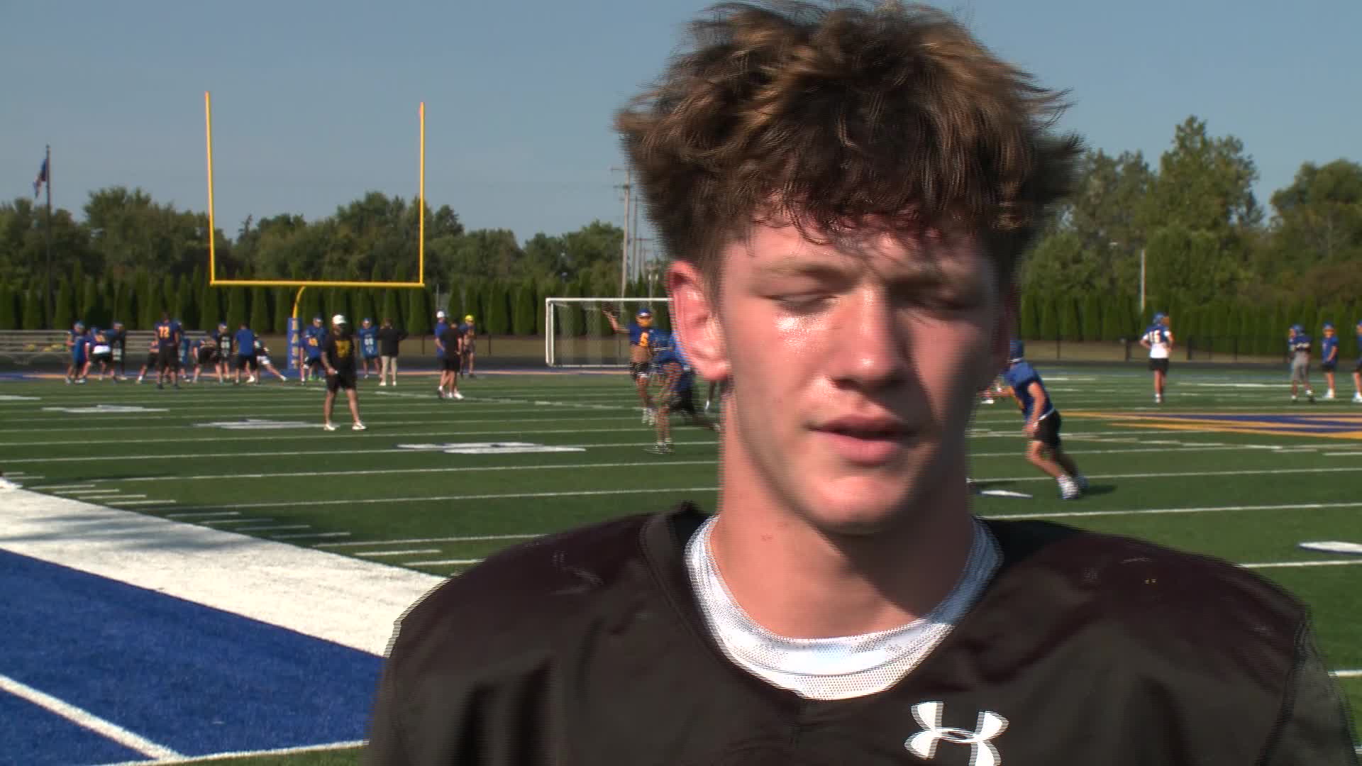Rylee Biddle full interview at East Noble Knights football practice on ...