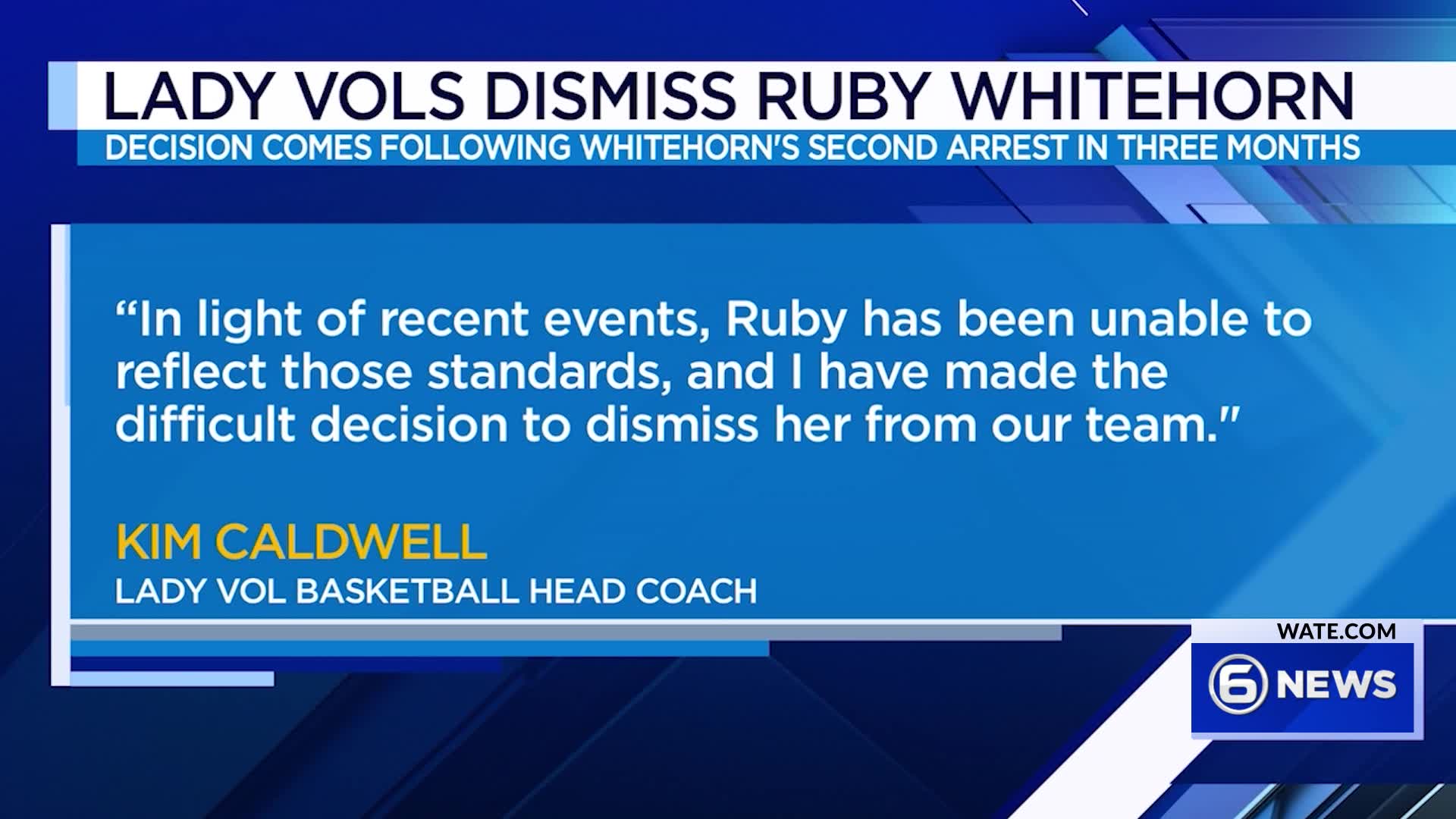 Ruby Whitehorn dismissed from Lady Vols – WATE 6 On Your Side