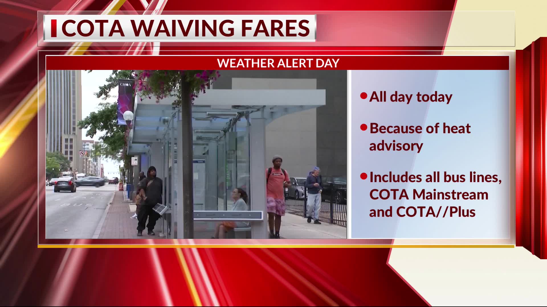 COTA waives fares for Thursday heat wave – NBC4 WCMH-TV