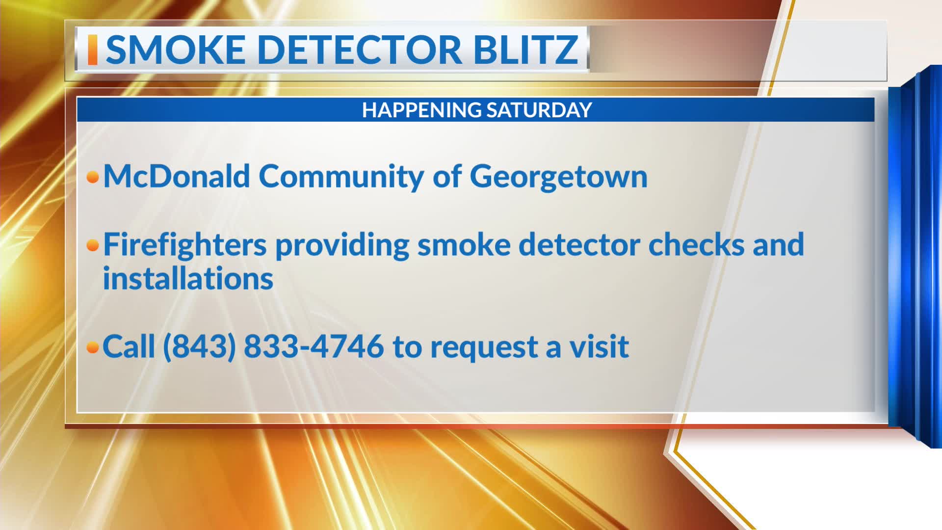 Georgetown County Fire and EMS to conduct smoke detector blitz – WCBD News 2