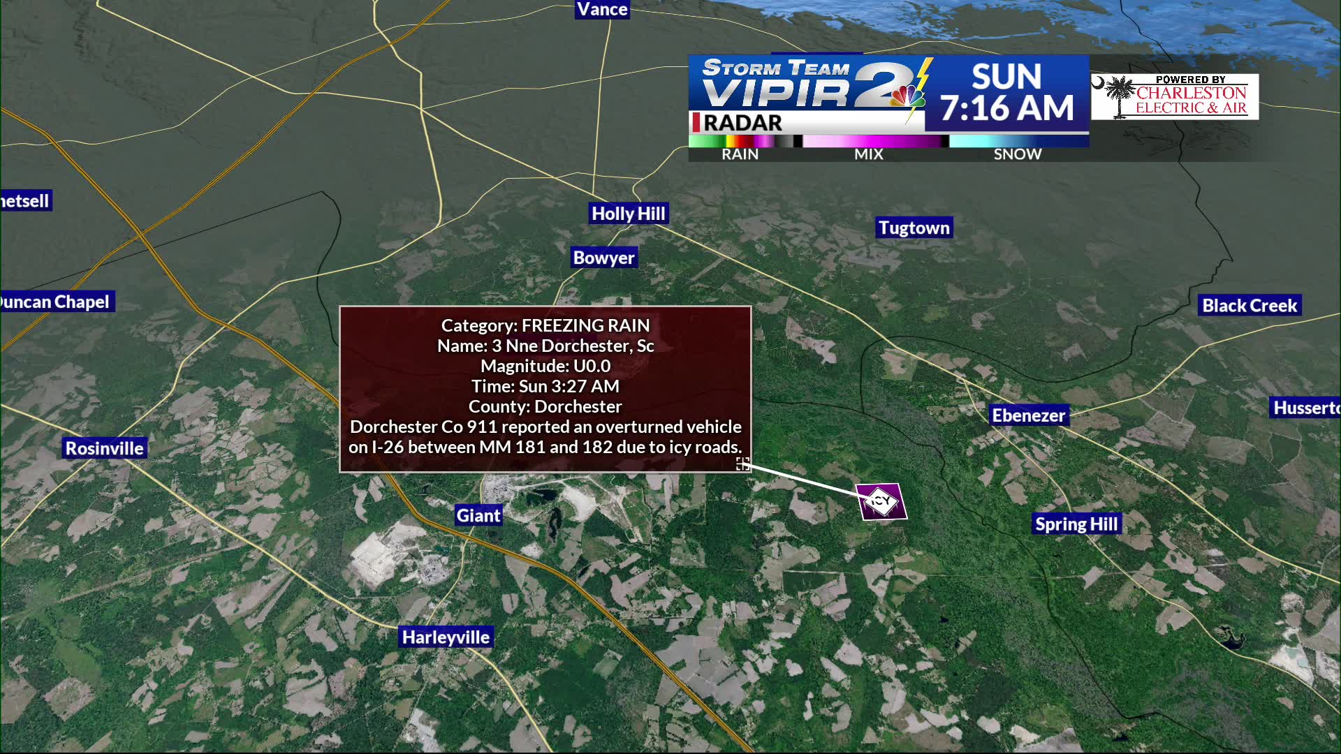 Overturned vehicle reported in Dorchester County due to icy road – WCBD ...