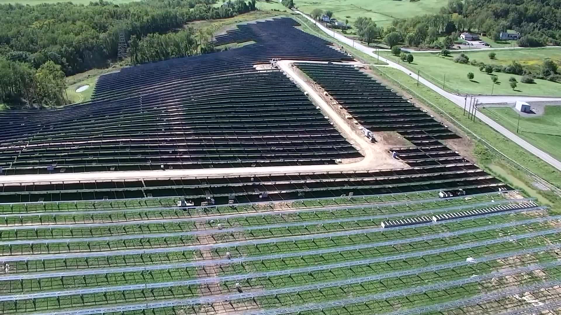 Aerial footage of the new Mon Power solar site in Monongalia County ...