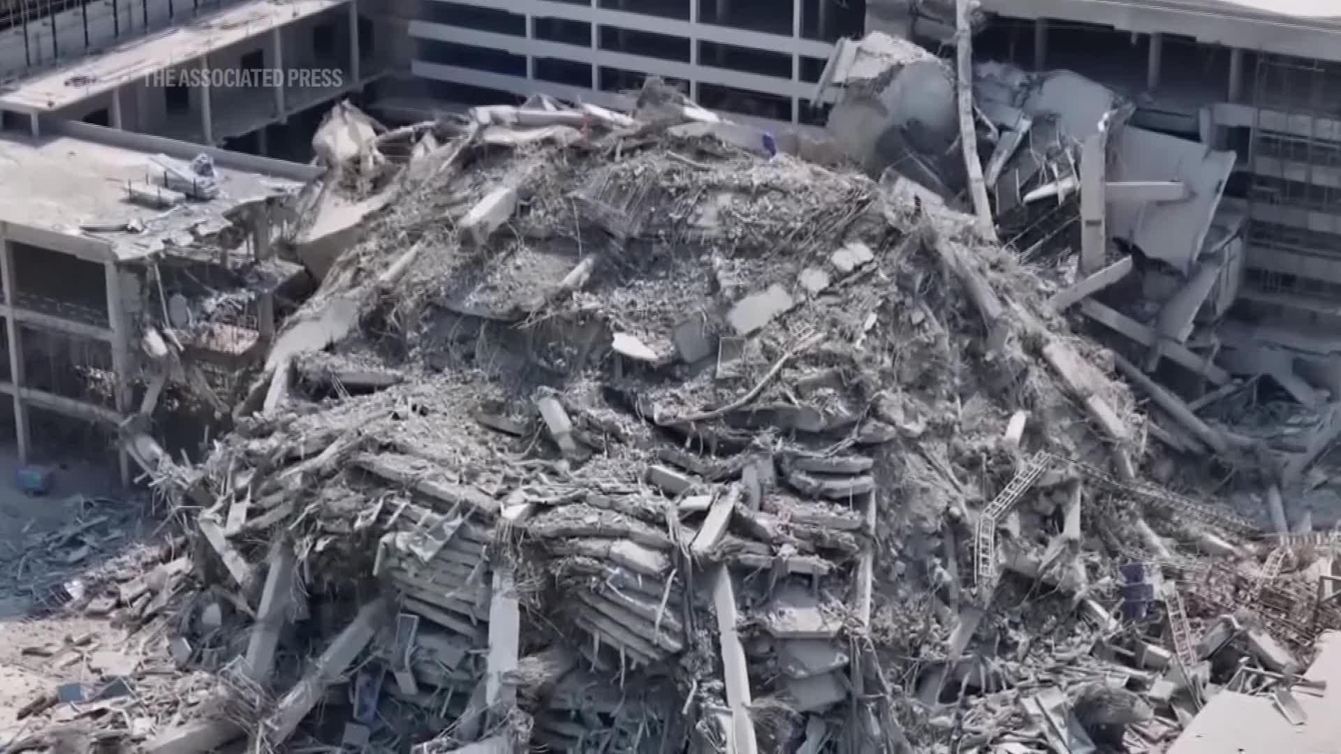 Aerial view of collapsed building under construction in Bangkok after ...
